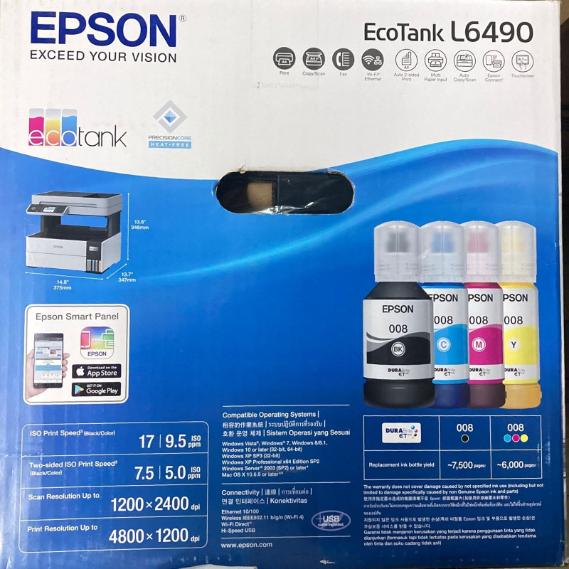 Imprimante Epson EcoTank L6490 multifonction à réservoirs rechargeable