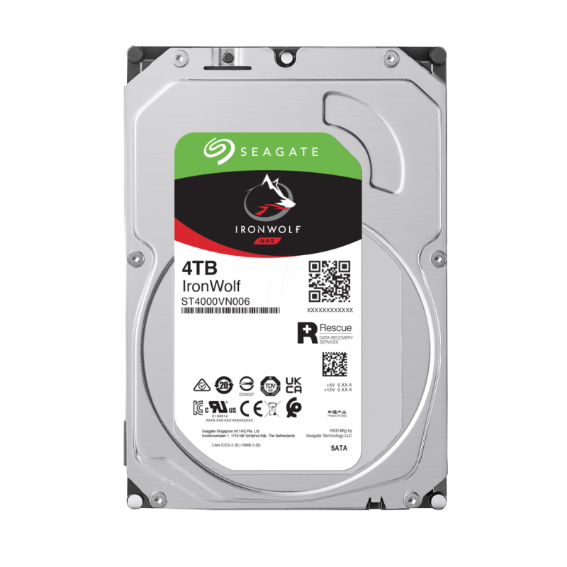 Disque dur 3.5" 4 To Seagate IronWolf (ST4000VN006) pour serveur NAS