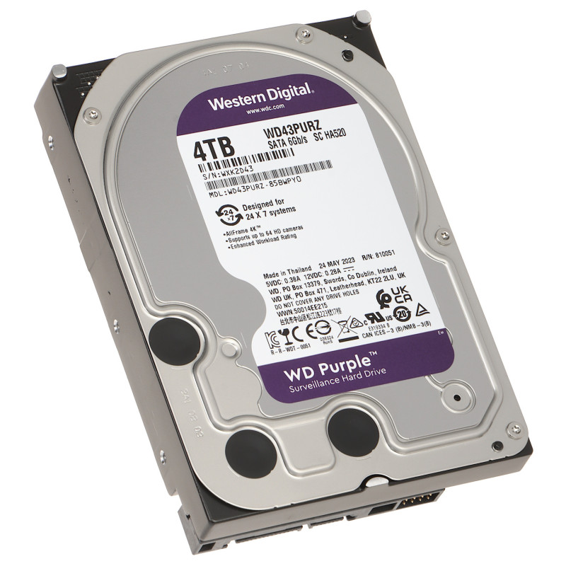 Disque dur interne 3.5" Western Digital Purple 4 To pour surveillance