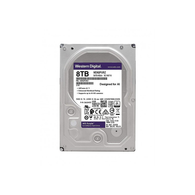 Disque dur interne Western Digital 8 To Purple Surveillance Hard Drive
